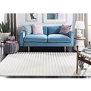 SAFAVIEH Dhurries Collection 5' x 8' White DHU313D Handmade Flatweave Premium Wool Area Rug