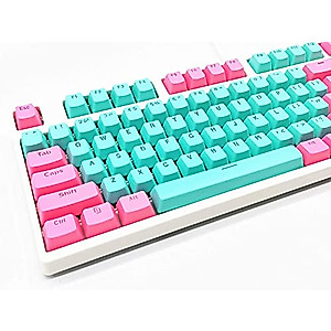 104 Keys Miami PBT Doubleshot Backlit Keycaps ANSI/ISO Keyset OEM Profile for 60%/87 TKL/104/108 Cherry MX Switches Gaming Mechanical Keyboards (Miami)