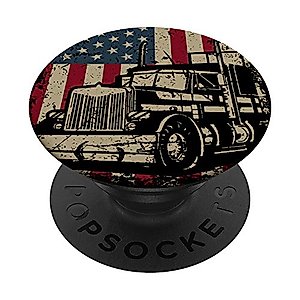 Truck Driver USA Flag Gift Patriotic Trucker PopSockets Swappable PopGrip