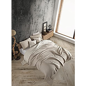 Soft King 4 and 8 Layer Gauze Rustic Bed Cover, Blue Soft Bedspread, Muslin Throw Blanket, Lightweight Blanket (Champagne, 95X125 Inches) (MTB001)