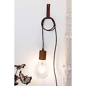 KEYAIIRA - Medium Brown Leather Wall Hook, wall hanging strap towel hook for wall leather loop strap for scarf storage boat paddle holder minimal towel bar rack storage