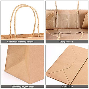 Ecicdo 50 Pieces 5x3x8 Inches Kraft Paper Gift Bags with Handles, Small Paper Bags with Handles, Paper Party Favor Bags