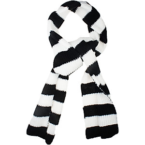 VIVIAN & VINCENT Fall Winter Ultra Soft Knit Striped Scarf for Women Men Boys Girls Christmas Black White