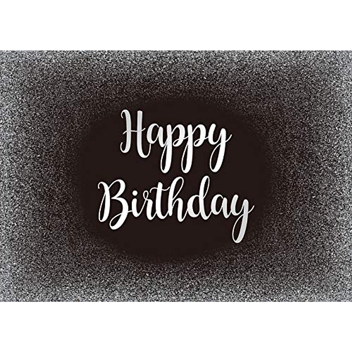 Black and Silver Happy Birthday Backdrop Grey Glitter Photography Background Men Women Adult Birthday Decoration Supplies 7x5FT