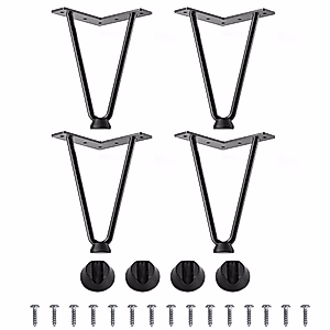 HOOSHEE 6 Inch Hairpin Furniture Legs(900Lb),Solid Metal Hairpin Table Legs,Heavy Duty Table Legs,DIY Projects for TV Stand, Cabinet, Coffee Table, Desk etc with Rubber Floor Protectors Black 4Pcs