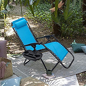 Kemon Zero Gravity Folding Lounge Outdoor Patio Adjustable Reclining Chair with Pillows and Cup Holders for Beach Set of 2, Blue