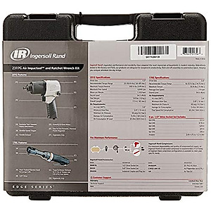 Ingersoll Rand 2317G Edge Series Kit with 231G Air Impact & 170G Air Ratchet Wrench, 5 Piece Socket Set and Storage Carry Case, Ergonomic Grips, Black