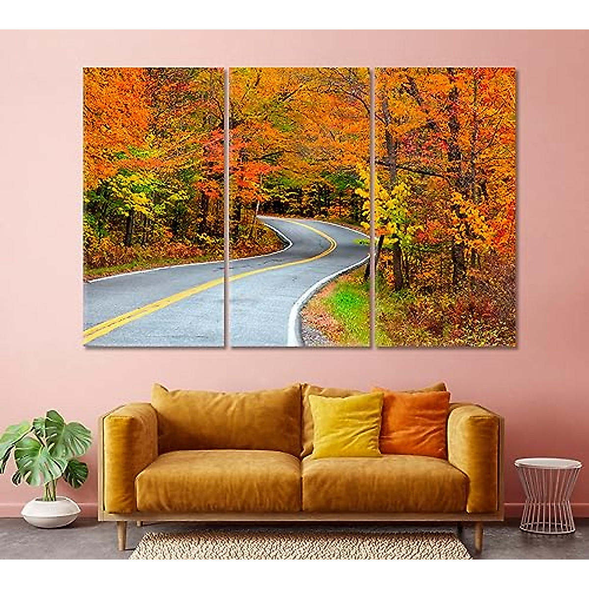 Road to Vermouth USA Autumn Landscape Canvas Print 5 Panels / 36x24 inches