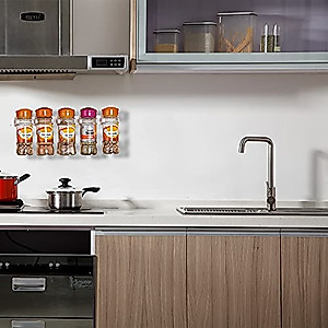 BOSOIRSOU 40 Spice Gripper Clips, 8 Strips Spice Racks Hold 40 Plastic Heavy Jars Bottles for Cabinet Door