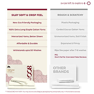 Mayfair Linen 100% Egyptian Cotton Sheets Queen Size - 800 High Thread Count Sheets Queen, 4 PC Luxury Hotel Sheets for Queen Size Bed, 16" Deep Pocket Sateen Weave Soft Cooling Bedding Sets - Ivory