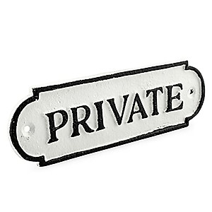 AuldHome Cast Iron Private Signs (2-Pack); Rustic Style Restricted Area Door Plaques