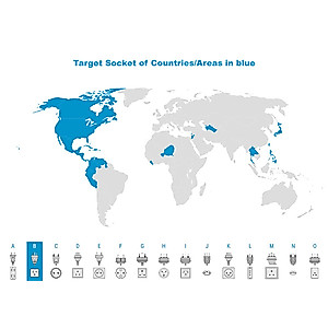 Australian/New Zealand to US/Canada Plug Adaptor, 3-pin AUS/China/New Zealand Plug Convert to 3-pin United State/Canada Socket with Safety Shutter (3 Pieces)
