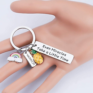 CENWA Rainbow Baby Keychain for New Mom Even Miracles Take a Little Time Keychain IVF Infertility Warrior Gift (Take a Little Time K)