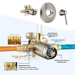 Single Handle Shower Faucet Set with Valve High Pressure 6 Inch with 6 Spray Modes Showerhead with Filters,Shower Head with Handheld, Shower Trim Kit Shower Fixtures,Brushed Nickel