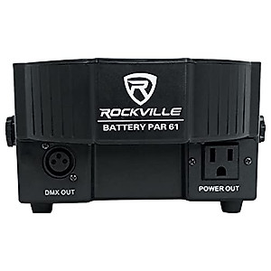 Rockville Battery PAR 61 Black RGBWA+UV Rechargeable Stage Wash Light, DMX Control, Sound Activated, Includes Remote, Up to 18 Hours Battery Life, Perfect for DJ Events, Parties,