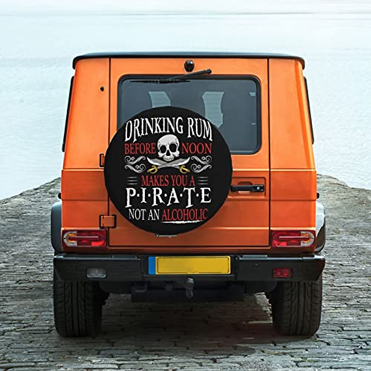 Rum Noon Pirate Drinking Funny Tire Cover Universal Fit Spare Tire Protector for Truck, SUV, Trailer, Camper, Rv
