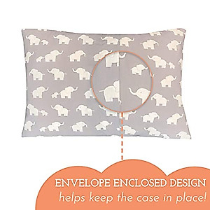 Toddler Pillow with Toddler Pillowcase - Soft Hypoallergenic - Best Pillow for Kids! Better Neck Support and Sleeping! Better Naps in Bed, a Crib, or at School! Makes Travel Comfier! (Elephant Gray)