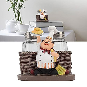 BORDSTRACT Chef Stature Holder, Salt and Pepper Shaker Sets, Chef Statue Bottle Holder Decoration, Spice Storage Box for Kitchen