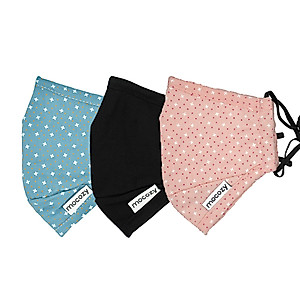 AECKS 3 Pack 3-Layer Fashion Protective, Reusable Cotton Fabric, Unisex 100% Cotton, Washable with Air Port for Carbon Filter (3-Pack, Mix)