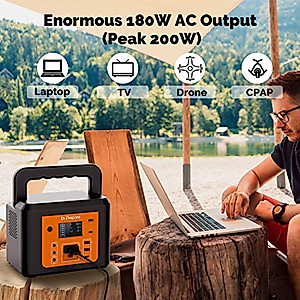 200W Peak Portable Power Station, Dr. Prepare 178Wh 48000mAh Solar Generator Outdoor Battery Backup Supply, CPAP Lithium Battery for Home, Camping with 180W AC Outlet, 2 DC Ports for Emergency House