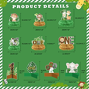10 PCS Wild One Honeycomb Centerpieces Birthday Decorations for Boys and Girls Safari Centerpieces for Tables 3D Double Side Baby Shower Jungle Animals Party Decorations
