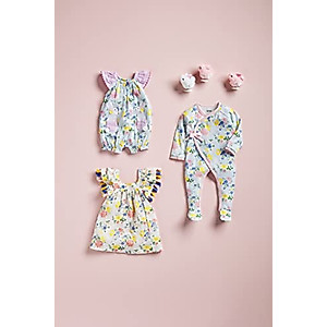Mud Pie Baby Girls Kimono Sleeper, Blue Floral, 3-6 Months