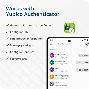 Yubico - YubiKey 5C Nano - Multi-Factor authentication (MFA) Security Key, Connect via USB-C, Compact Size, FIDO Certified - Protect Online Accounts