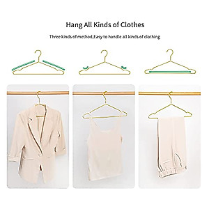 Nature Smile 17 Inches Shiny Gold Metal Clothes Hanger, Coat Hanger, Suit Hanger, Dress Hanger with Big Notches Pack of 10,Gold