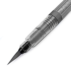 Pentel Refillable Colour Brush Pen - Nylon Tip – Grey Barrel – Grey Ink - Pigment Edition
