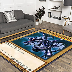 SHOUSE Anime Black Dragon Red Eyes Area Rectangle Rugs Living Room Carpet Floor Decor (96 * 60 inches)