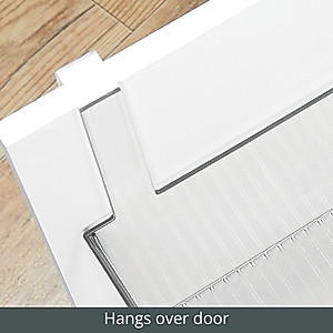 mDesign Plastic Over Cabinet Door Storage Organizer Bin for Kitchen, Pantry, Bathroom, Laundry, Utility Room - Hang Outside or Inside Door - Holds Lunch Bags, Shampoo, Cleaning Supplies, Large - Clear