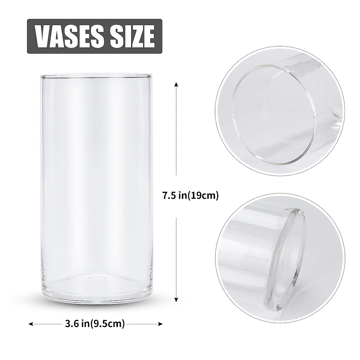 Devilfire 10 Inches Tall (25 cm) Clear Glass Cylinder vases,Pack of 3 Centerpiece Flower Vase,Floating Candle Holder for Home & Garden Decor, Wedding, Party