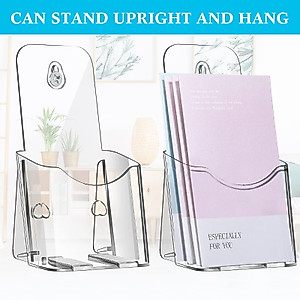 Yookeer 20 Pieces Acrylic Brochure Holder Stand 4 x 7.9 Inches Rack Card Holder Stand Clear Literature Holder Plastic Flyer Display Stand Trifold Brochure Holder for Vendors, Brochure, Pamphlet
