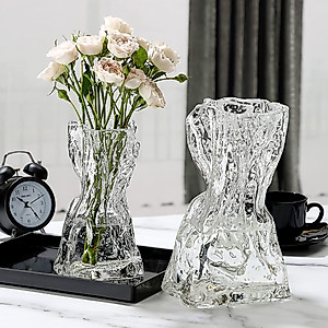 NBHUZEHUA Luminous Glass Vases & Faux Flower Bud Vase Centerpieces Wedding Reception Decorations Birthday Gifts Women