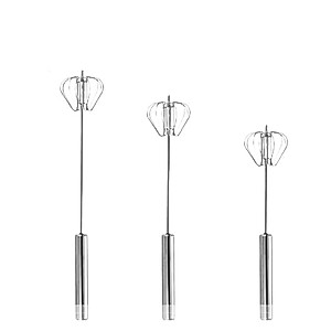 Semi-automatic Egg Beater, Stainless Steel Egg Beater Hand Mixer Automatic Turning Egg Mixer(One set)