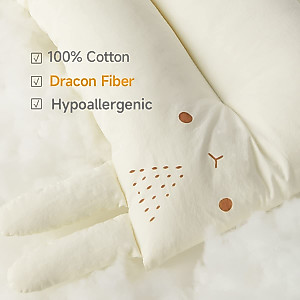 Choc chick Toddler Pillow,20X12inches Machine Washable 100% Cotton Pillowcase Soft Hypoallergenic Kids Pillows,Child Cute Animal Perfect Toddler Pillows for Sleeping 2 Years Old (Rabbit)