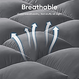 Mattress Topper Queen Size, CYMULA Cooling Mattress Pad Cover for Bed Back Pain, Extra Thick Pillow top Down Alternative Overfilled Plush with 8-21 Inch Deep Pocket - 60"x80" Grey