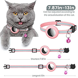 AirTag Cat Collar, Reflective Air Tag Cat Collar with Bell and Prefect Size Waterproof Airtag Holder Compatible with Apple Airtag, Cat Airtag Collar with Breakaway Safety Buckle for Kitten Puppy