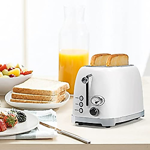 Toaster 2 Slice ,1.5"Extra Wide Slots Toaster,Retro Stainless Steel with Bagel, Cancel, Defrost, Reheat Function and 6-Shade Settings, Removal Crumb Tray (White)