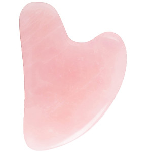 GuaSha Facial Tools for Women, Natural Jade Stone Guasha Scraping Massage Tool with Smooth Edge for Physical Therapy and SPA Acupuncture Therapy Used for Face, Eyes, Neck and Body (Pink)