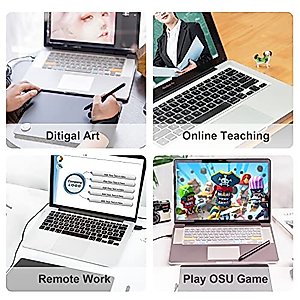 TeinenRon Drawing Tablet 7.6 × 5.6 inch Active Area,Graphic Drawing Pad with Roll Key & 8192 Levels Battery-Free Pen,Digital Writing Pad for PC/Mac/Android OS,(Drawing/E-Learning/Remote Working)