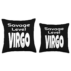 Funny Virgo Zodiac Sign Gifts Funny Savage Level Virgo Zodiac Sign Astrological Throw Pillow, 16x16, Multicolor