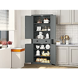 Function Home Trash Can Cabinet, 23 Gallon Kitchen Garbage Can, Wooden Recycling Trash Bin, Freestanding Dog Proof Trash Can, Farmhouse Trash Cabinet with Lid for Home Kitchen Bathroom, White