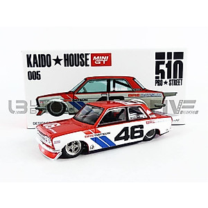 TSM Model Datsun 510 Pro Street Version 1 #46 BRE Red and White (Designed by Jun Imai) Kaido House 1/64 Diecast Model Car by True Scale Miniatures KHMG005