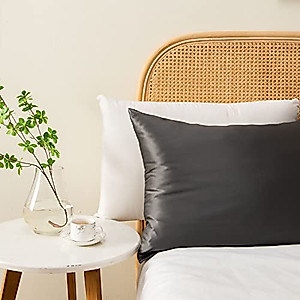 Rillza 100% Pure Mulberry Silk Pillowcase for Hair and Skin, Hidden Zipper (Dark Grey, King 20''x36'', 1 PC), Anti Acne Wrinkle, Soft Smooth, Premium Gift Box, Grade 6A Silk Pillow Case