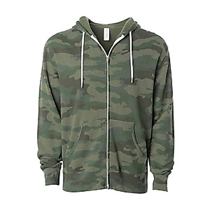 Independent Trading Co. - Lightweight Full-Zip Hooded Sweatshirt - AFX90UNZ - M - Forest Camo
