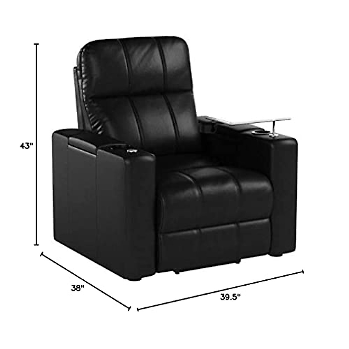 Pulaski Larson Theatre Recliner, 38.0" L X 39.5" W X 43.0" H, Black