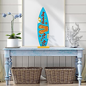 4 Pieces Surfboard Table Decorations Surfboard Beach Signs Welcome to Paradise Sign Tropical Bar Table Centerpieces Endless Summer Wood Sign Flip Flop Table Letters for Home Decor (8.27 x 2.4 Inch)