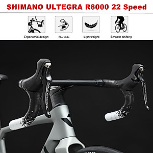 KABON Carbon Road Bike, 700C Carbon Fiber Frame Road Bike with Shimano Ultegra R8000 Disc Brake Racing Bicycle for Men and Women