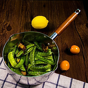 Yukihira Saucepan, Traditional Japanese Yukihira Pot Stainless Steel Saucepan Milk Sauce Pan Wooden Handle (7 inch 1.7 Quart)